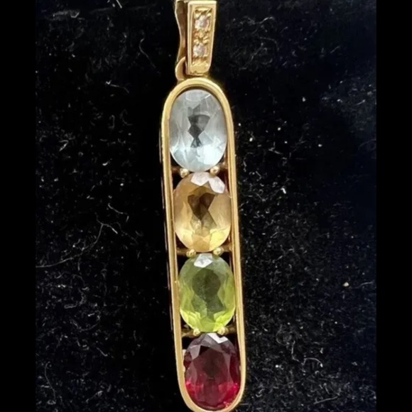 Jewelry | Multi Gemstone 18k Yellow Gold Pendant Necklace | Poshmark